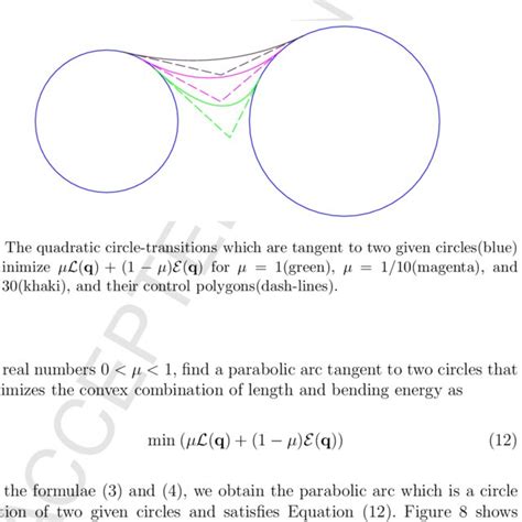 Left Minimum Length Quadratic Bézier Curve Black Tangent To A