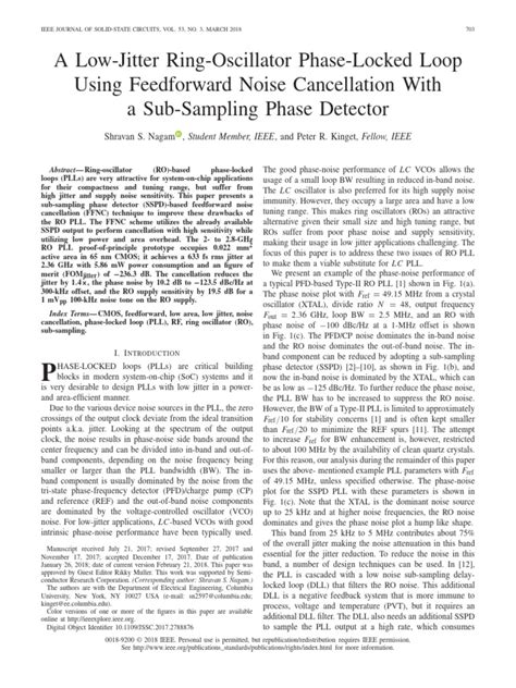 A Low Jitter Ring Oscillator Phase Locked Loop Using Feedforward Noise Cancellation With A Sub