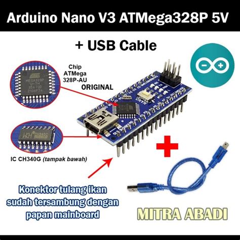 arduino nano v3 3 0 atmega328p ch340 ch340g 5v board usb cable