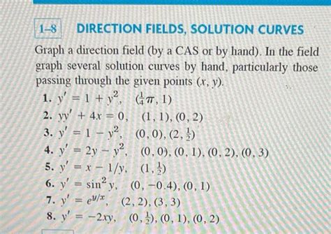 Solved 2 1 8 Direction Fields Solution Curves Graph A