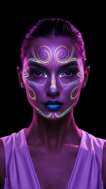 Uv Paint Make Up On Womans Face Premium AI Generated Image