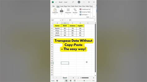 excel hack you didn t know 🔥 transpose data like a pro excelshorts