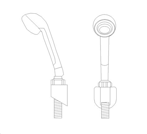 Wall Mounted Hand Shower Dwg Cad Block Free Download