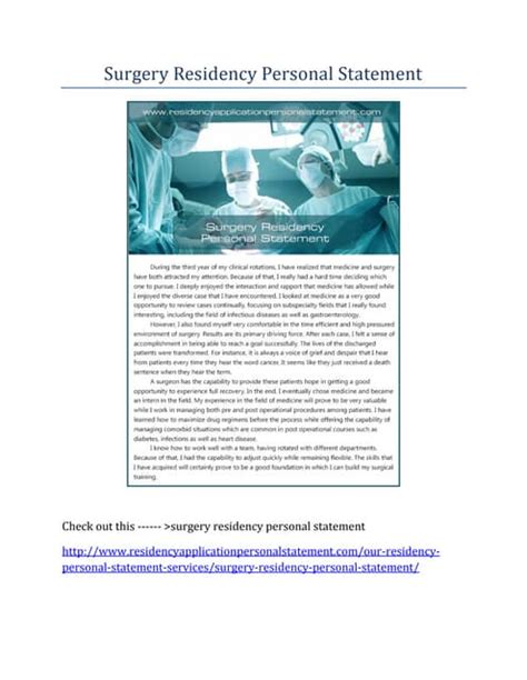 Surgery Residency Personal Statement Pdf Surgery Medical Health