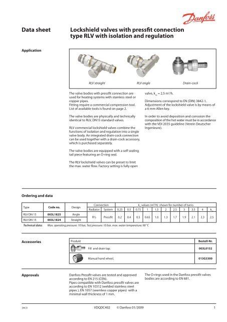 Data Sheet Lockshield Valves With Pressfit Connection