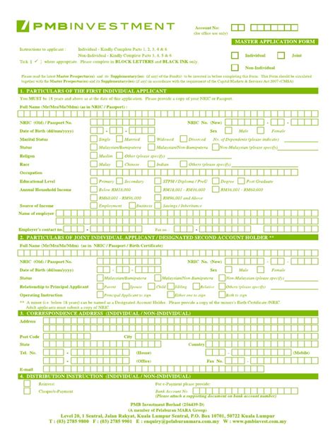 Free Printable Master Application