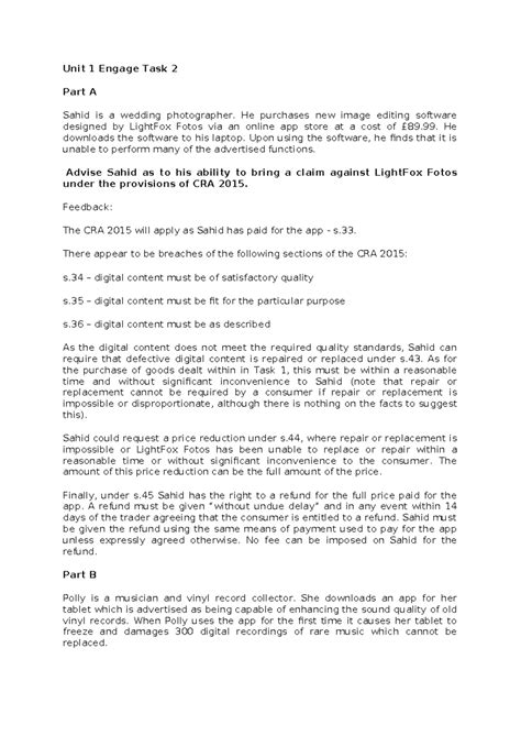 Unit Engage Task Notes Unit Engage Task Part A Sahid Is A Wedding Photographer He