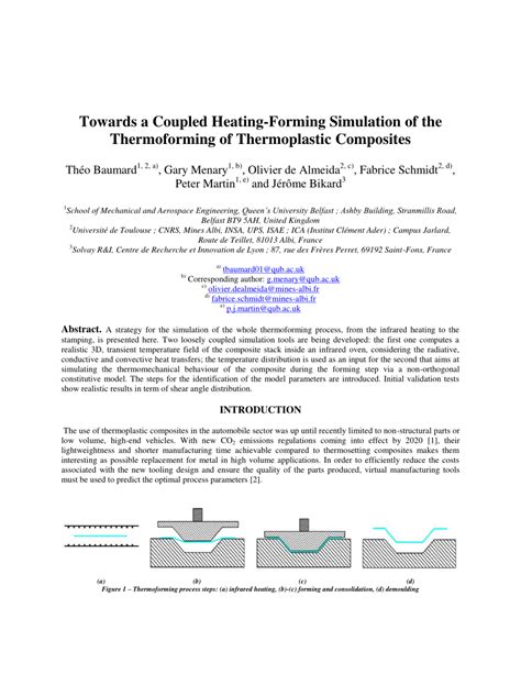 Pdf Towards A Coupled Heating Forming Simulation Of The Thermoforming Of Thermoplastic Composites