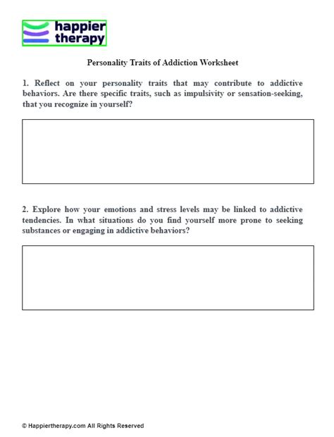 Personality Traits Of Addiction Worksheet Happiertherapy