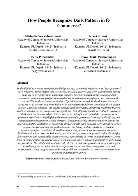 PDF How People Recognize Dark Pattern In E Commerce
