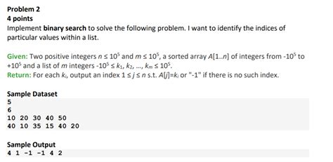 solved problem 2 4 points implement binary search to solve