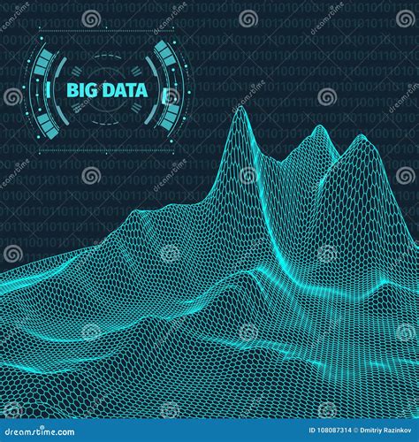 Computer Generated Binary Code Landscape On Black Background Big Data Binary Code