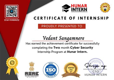 vedant sangamnere on linkedin cybersecurity internship websecurity
