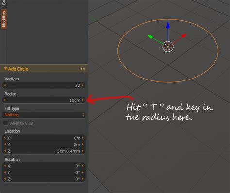 Cycles Render Engine Make Changes To The Radius Of The Default Circle Blender Stack Exchange