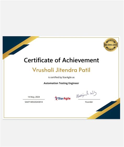 Vrushali Patil On Linkedin I Have Successfully Completed My Automation Training With Staragile And