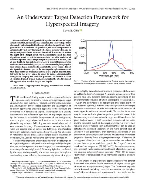 An Underwater Target Detection Framework For Hyperspectral Imagery
