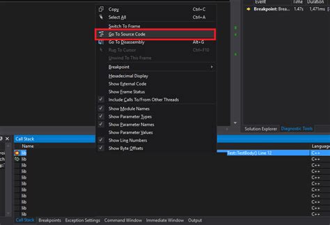 C Visual Studio Call Stack Windows Does Not Display Filename Stack Overflow