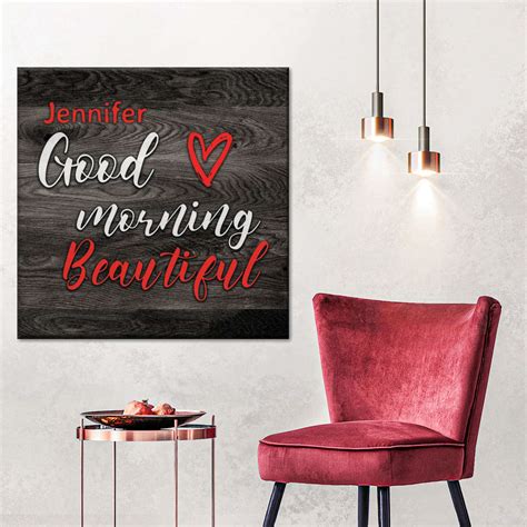 Personalized Good Morning Beautiful Wall Art Elephant Stock