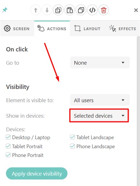 How To Set An Elements Visibility To Specific Devices Device