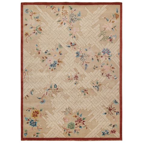 Rug And Kilims Chinese Style Art Deco Rug In Beige With Colorful