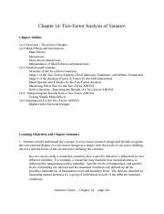 Chapter 14 Doc Docx Chapter 14 Two Factor Analysis Of Variance Chapter Outline 14 1 Overview