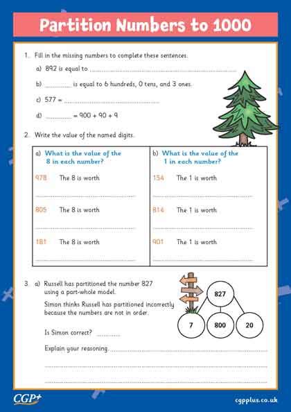 Partition Numbers To 1000 Year 3 Cgp Plus