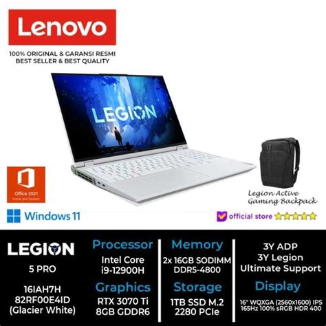 Jual Lenovo Laptop Legion 5 Pro Intel Core I9 12900h Ram 32gb Ssd 1tb Rtx3070 Ti 16
