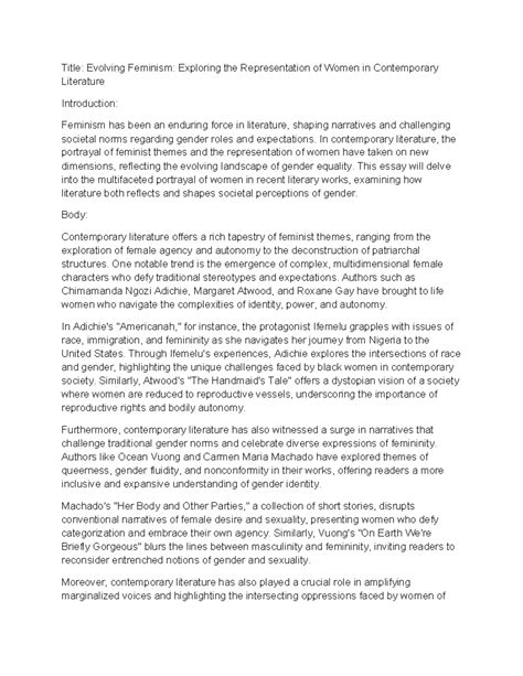 Evolving Feminism Essay Title Evolving Feminism Exploring The