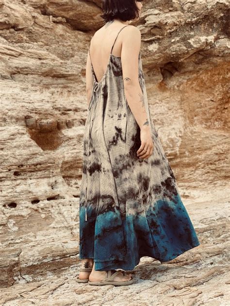 Naturally Dyed Artisanal Dress Earth Tones Indigo Shibori Fashion