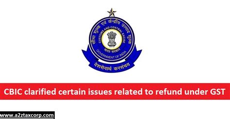 CBIC Clarified Certain Issues Related To Refund Under GST