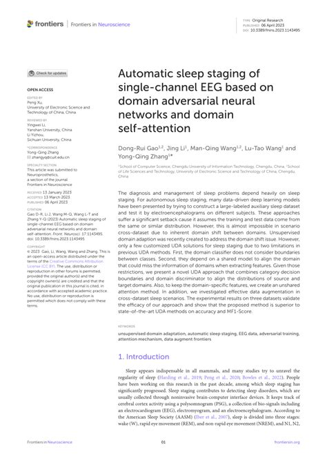 PDF Automatic Sleep Staging Of Single Channel EEG Based On Domain Adversarial Neural Networks