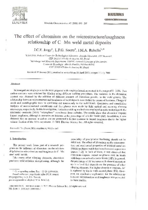Pdf The Effect Of Chromium On The Microstructuretoughness