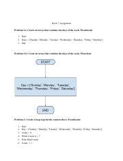 Week Assignment Pdf Week Assignment Problem A Create An Array That Contains The Days Of