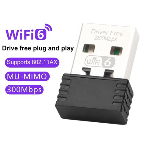 Naierhg Wireless USB WiFi Adapter WiFi 6 Receiver Drive Free 300Mbps High Speed Transmission