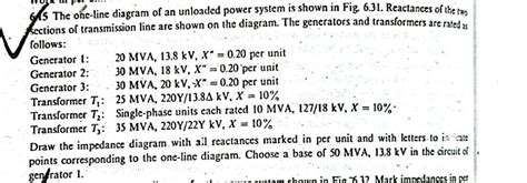 solved 6 5 the one line diagram of an unloaded power system