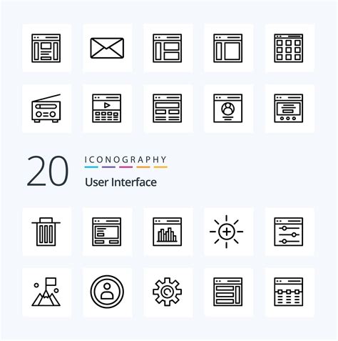 20 User Interface Line Icon Pack Like Ui Brightness Interface User Communication 18273566 Vector