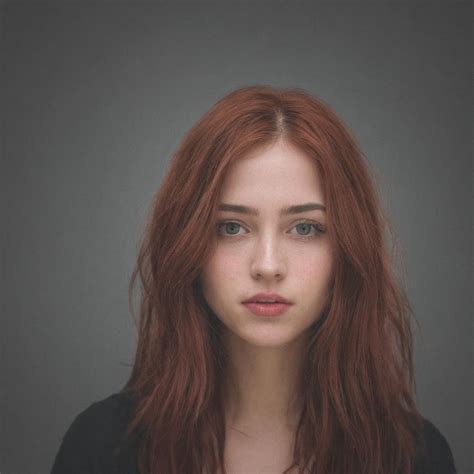 Thoughtful Young Woman With Wavy Red Hair