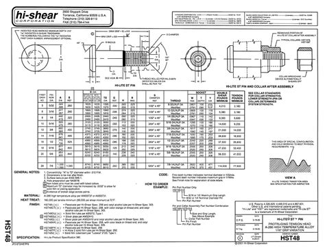 Hi Shear Fasteners Hi Lite Pins Hst48 Tension Head