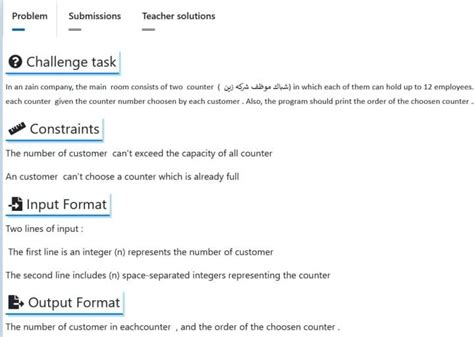 problem submissions teacher solutions challenge task