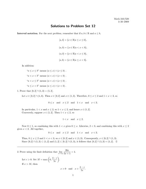 solutions for problem set 12 introduction to mathematical proof