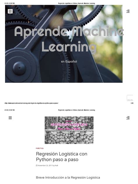 Regresión Logística En Python Aprende Machine Learning Pdf