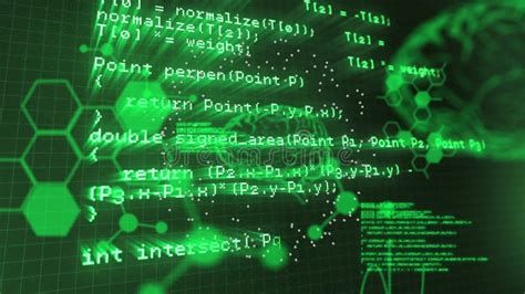 Animation Of Illuminated Green Human Brains With Molecular Structure