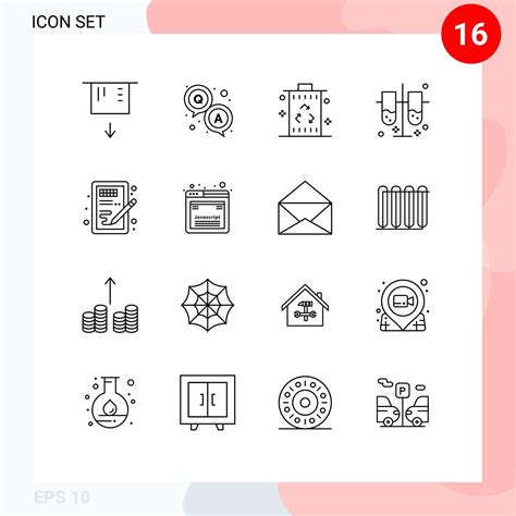 Set Of 16 Vector Outlines On Grid For Design Test Tubes Energy Laboratory Test Tubes Lab Test