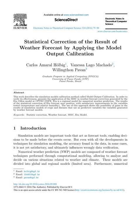 Pdf Statistical Correction Of The Result Of Weather Forecast By