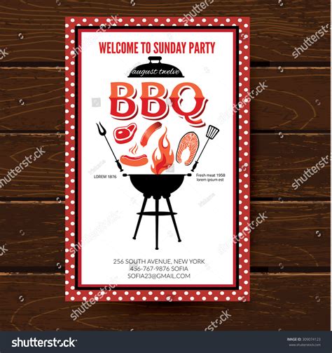 바비큐 파티 초대bbq 브로셔 메뉴 디자인eps10 스톡 벡터로열티 프리 309074123