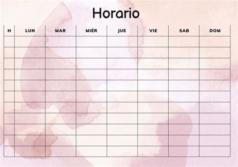 Horario Semanal Lunes A Domingo Horario Semanal Plantilla Horario