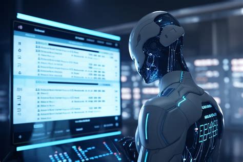 Premium Photo Aipowered Robot Analyzing Data Streams In A Futuri 00076 02