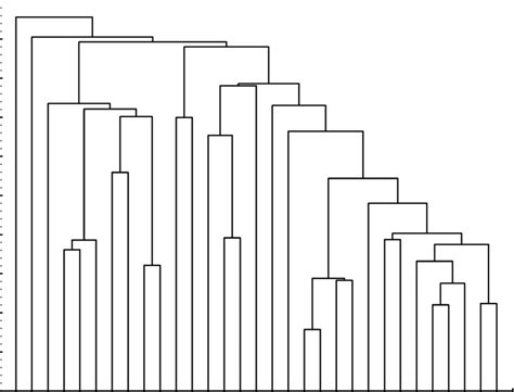 A Tree Diagram Based On A Single Linkage Cluster Analysis Performed Download Scientific