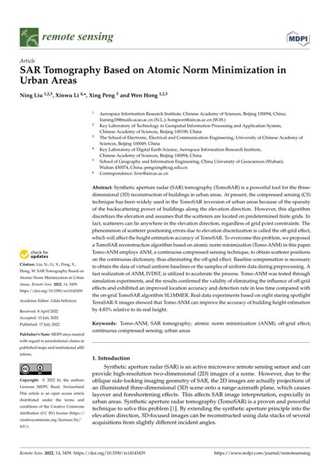 Pdf Sar Tomography Based On Atomic Norm Minimization In Urban Areas