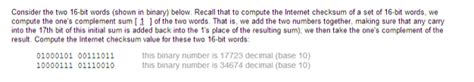solved consider the two 16 bit words shown in binary